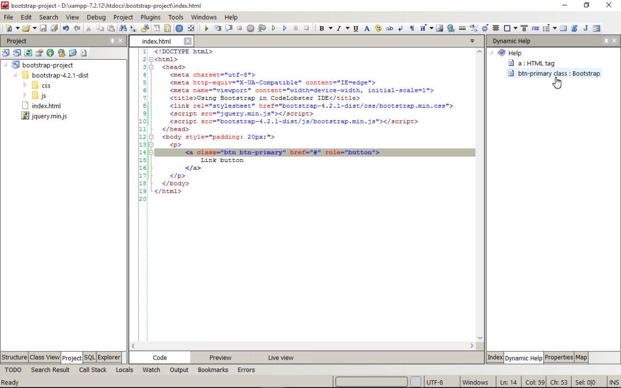 Using Bootstrap Framework In Codelobster Php Ide Creative Alive 