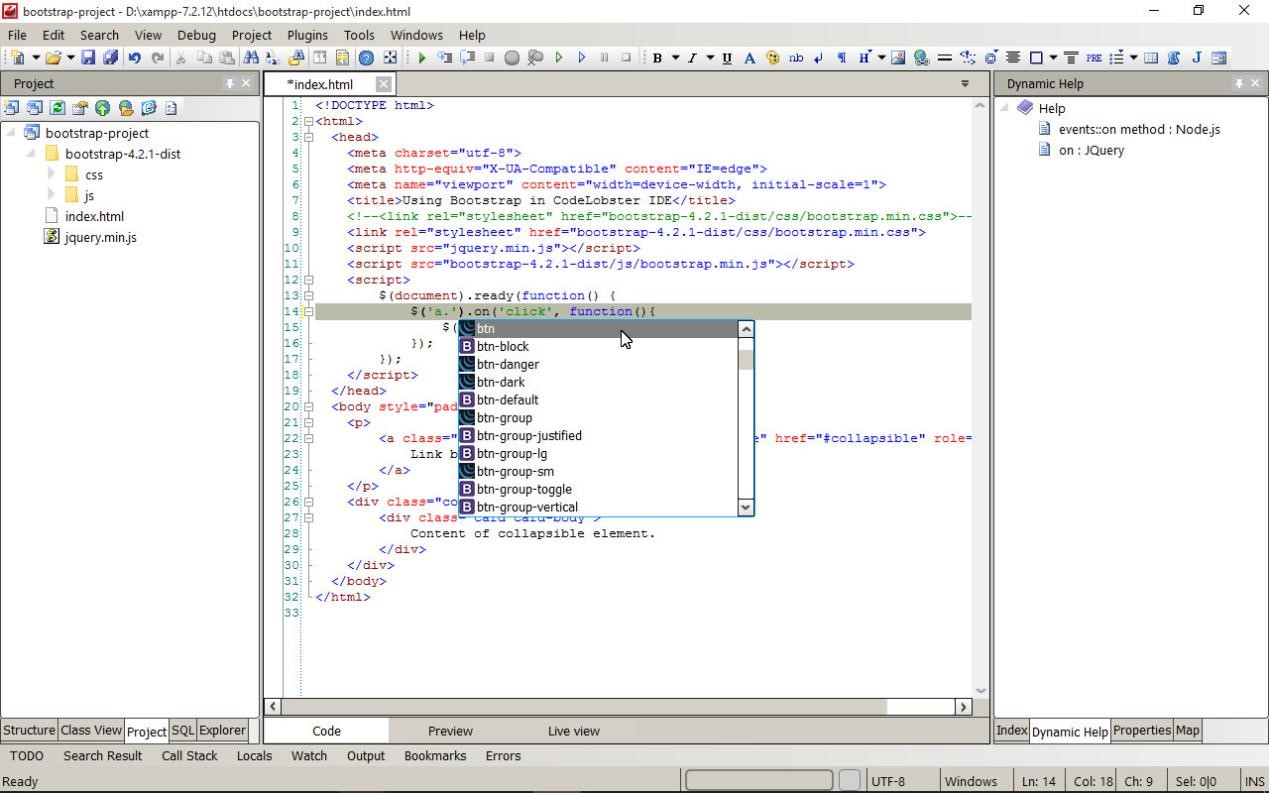 Using Bootstrap Framework in CodeLobster PHP IDE | Creative Alive